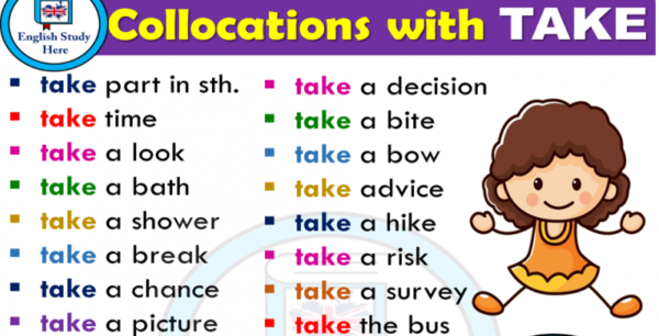 Collocations with take infographic.